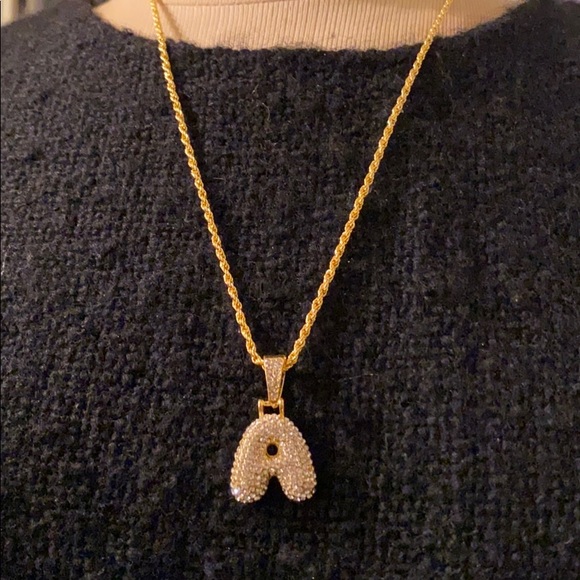 cheaplux | Jewelry | Gold A Bubble Letter Chain | Poshmark